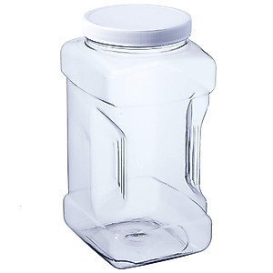 Hudson Exchange 1 Gallon Plastic Grip Jar with Cap (6 Pack), Food Grade BPA Free PET, Clear
