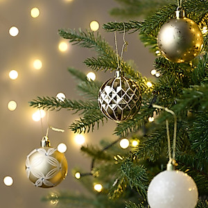 Valery Madelyn Christmas Tree Decorations Set, 24ct White and Gold Shatterproof Christmas Ball Ornaments Bulk, 2.36 Inches Elegant Hanging Ornaments for Christmas Trees Xmas Holiday Decor