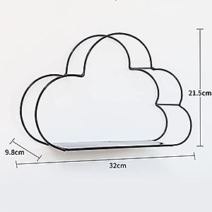 Beavorty 1Pcs Metal Wall Hanging Storage Shelf Cloud Shaped Desktop Book Rack Metal Wall Mount Wire Bookshelf Hanging Organizer for Bathroom, Living Room and Bedroom(Black)