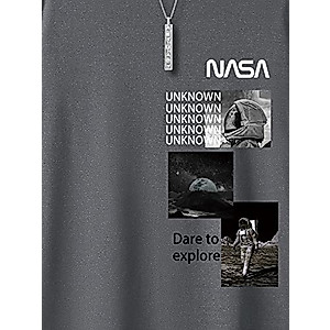 SHENHE Men's Casual Graphic Letter Print Short Sleeve Crewneck Tee Shirt Tops Grey M