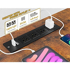 EnHomee L Shaped Desk with Drawers Large L Shaped Gaming Desk with LED & Storage Shelf Reversible Gaming Desk with Monitor Stand Power & Outlet Wide Home Office Desks with File Cabinet Brown