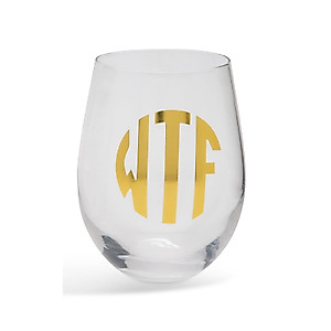 BigMouth WTF & STFU Monogram Wine Glasses
