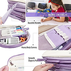 Namii W Pencil Case Large Capacity Pouch Bag with Zippers, Expandable Pen Bag Storage Holds 50-100 Pencils, Colors Pencil Box Organizer Case Office School Supplies for Girls Boys Adults(Purple)