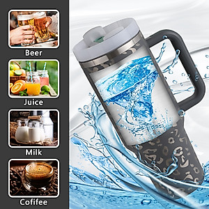 cenivi 40 Oz Tumbler With Handle And Straw, Stainless Steel Tumbler With Lid And Straw Vacuum Insulated Travel Mug 2-In-1 Lid (Straw/Flip) Cup For Hot Cold Beverages,Car,Home,Office, Dishwasher Safe