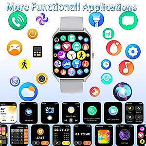 Smart Watch(Answer/Make Call), 1.96" Touch Screen Smartwatch for Android and iOS Phones with Heart Rate Monitor, Blood Oxygen Tracking, Sleep Monitor, IP68 Waterproof Fitness Tracker for Men and Women