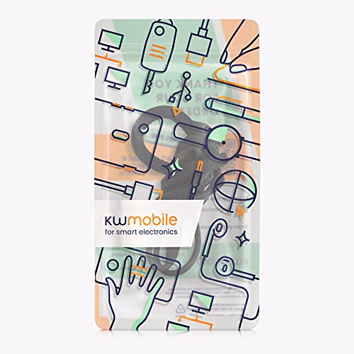 kwmobile Strap Compatible with Google Pixel Buds Pro - Silicone Cord Holder for Wireless Earphones - Black