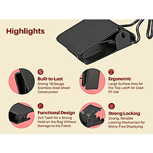 Small Tapestry Hangers (10 Pieces) Black Hook Based Clips for Wall Hanging Rugs and Paintings by Wise Linkers