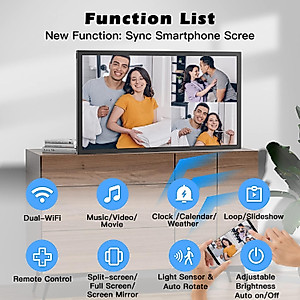 21.5-Inch Dual-WiFi Extra Large Digital Picture Frame - 32GB Digital Photo Frame FHD IPS Panel, Wall Mountable, Share Photos Videos via App Email, Sync Smartphone Screen, Suit for Home Decorations