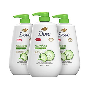 Dove Body Wash with Pump Refreshing Cucumber and Green Tea Refreshes Skin Cleanser That Effectively Washes Away Bacteria While Nourishing Your Skin 30.6 Fl oz(Pack of 3)