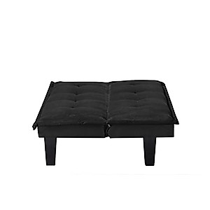 YUNLife&Home Loveseat Sofa,Modern Decor Accent Futon Love Seat Bed for Living Room Bedroom Napping,Tufted Upholstered Small Recliner Couch Furniture,Solid and Easy to Install, Fabric Black 63.8" w