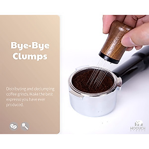 Woouch WDT Espresso Tool, Espresso distribution Tools,10 Needles 0.35mm Espresso Coffee Stirrer, Nature Wood Handle with Stand (Walnut)