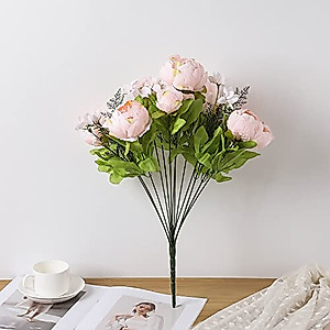 Duovlo Springs Flowers Artificial Silk Peony Bouquets Wedding Home Decoration,Pack of 1 (Spring Pure Pink)