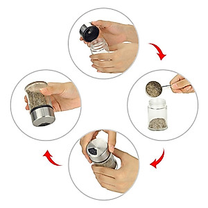 Green Sky Enterprise Premium Salt and Pepper Shakers with Adjustable Pour Holes - Set of 2 - Elegant Stainless Steel and Glass - Perfect Spice Dispenser Set for Your Delicious Meals