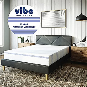 Vibe Gel Memory Foam 12-Inch Mattress with Bonus Mattress Protector| CertiPUR-US Certified | Bed-in-a-Box, Twin XL, White