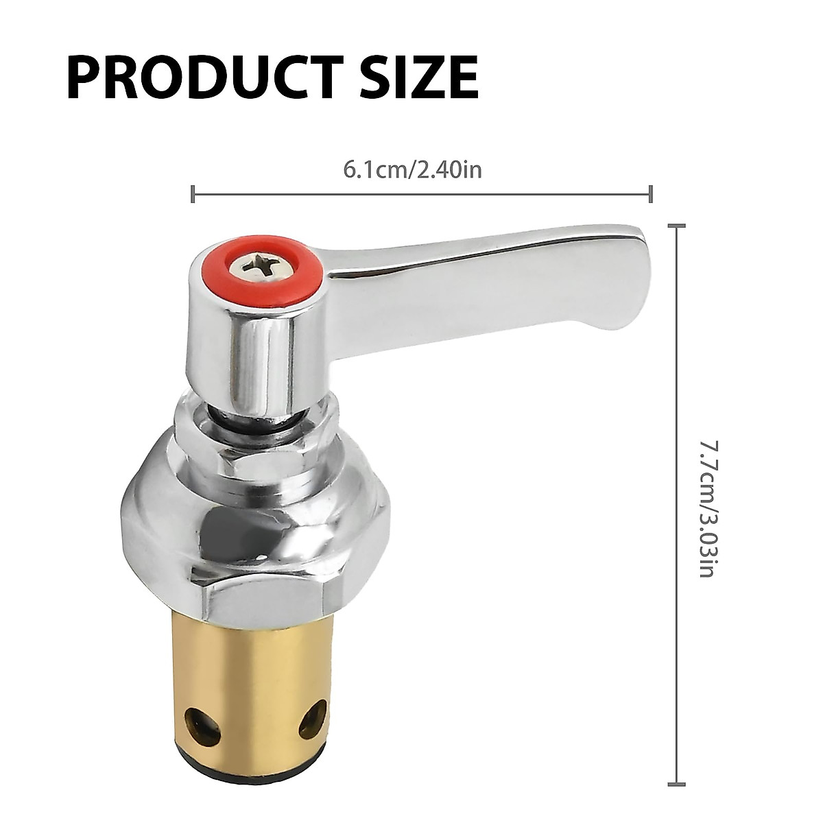 Anxingo 002714-40 Handle Stem Assembly, Replacement for T&S Faucets, Red Hot Side Spindle Assembly Valve Replacement Part