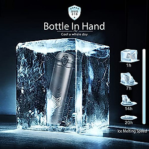 Dzanken 18oz Insulated Bottle Vacuum Insulated Water Bottle Stainless Steel Thermos, Travel Cup, Coffee & Tea,Stainless Steel Vacuum Flask,Equipped with Ice Tray