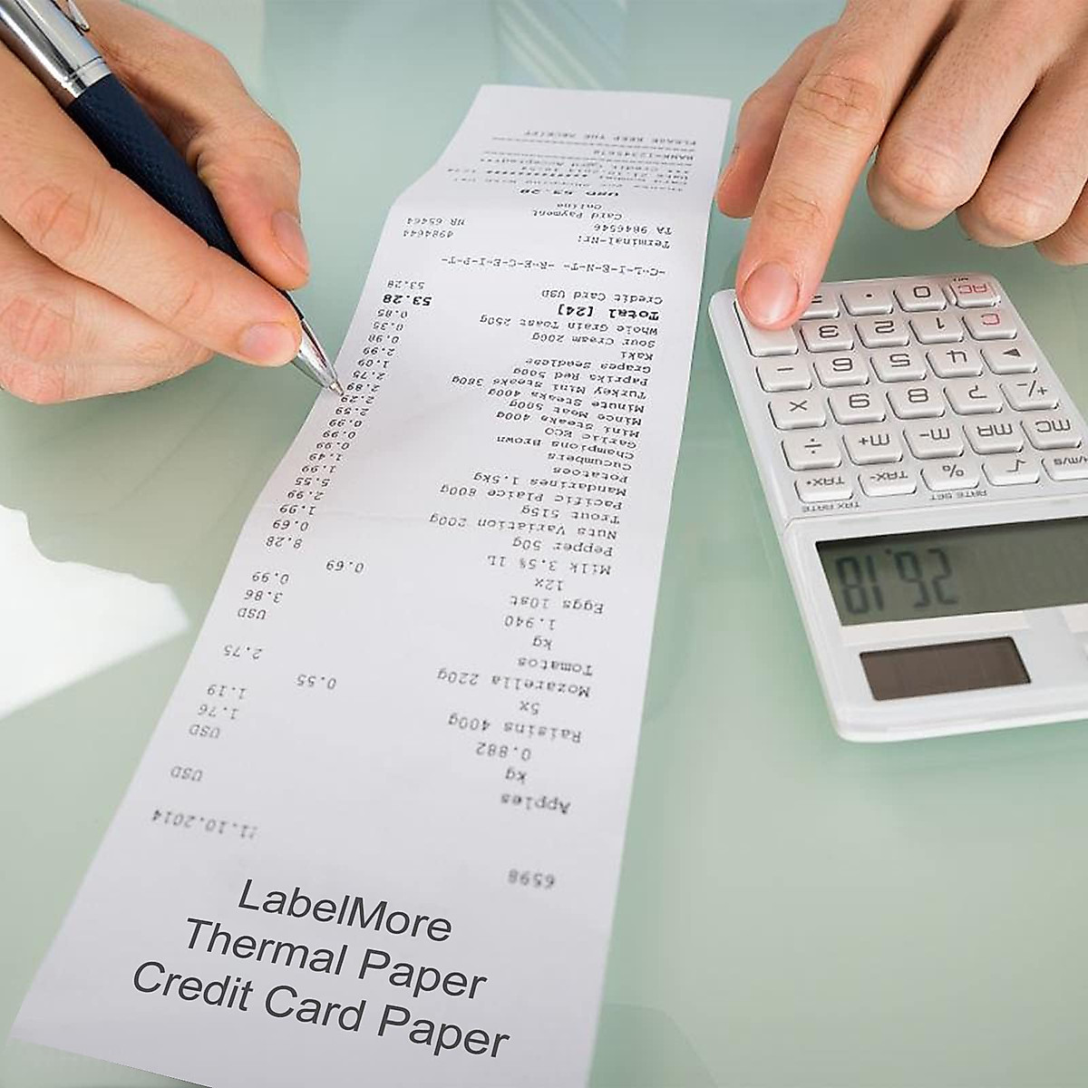 (50 Rolls) LabelMore 2 1/4" X 50' Thermal Paper Rolls, Credit Card Paper Rolls Thermal, Cash Register Roll, Premium Pos Thermal Printer Paper