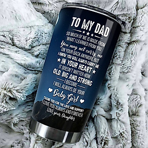 To My Dad Tumbler with Lid Double Wall Tumbler Stainless Steel 20oz Travel Coffee Mug Wolf Dad Gift for Dad Birthday Father Day Wolf Lovers