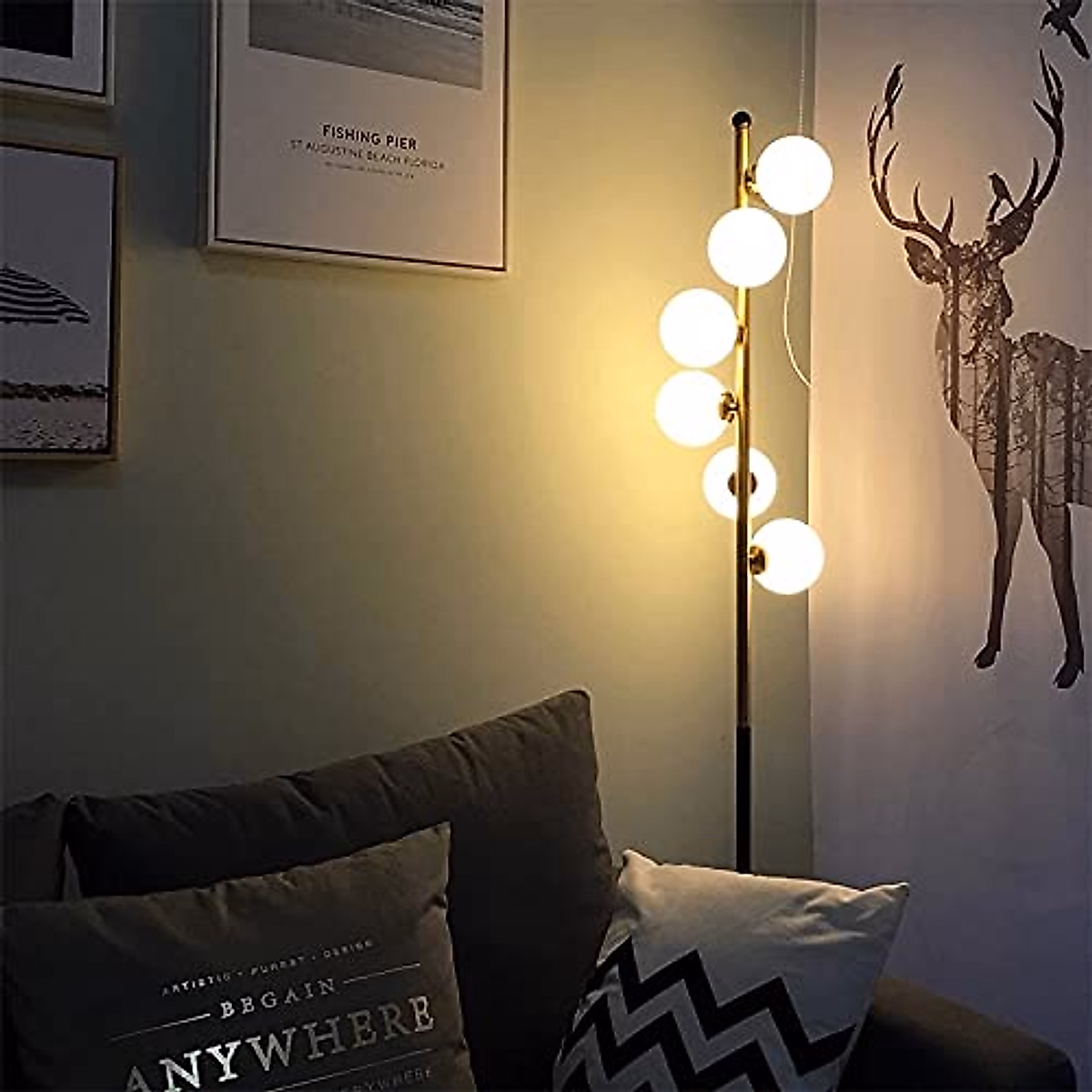 N/A LED Living Room Standing Lamp Bedside Lights Home Deco Lighting Glass Ball Fixtures Nordic Bedroom Floor Lamps