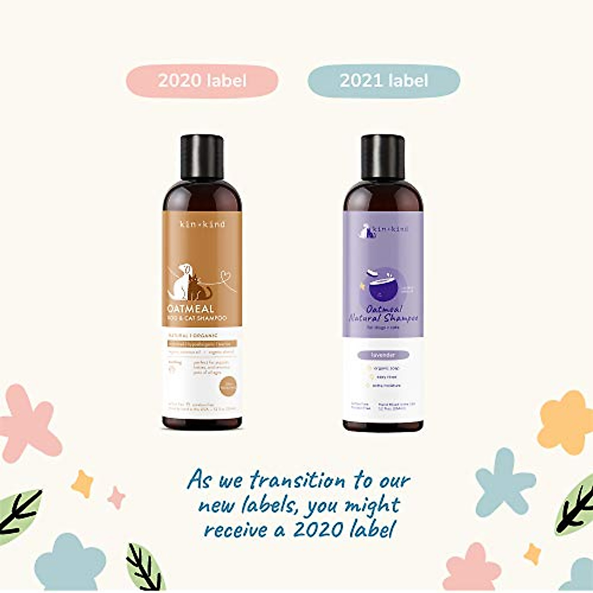 kin+kind Oatmeal Shampoo Lavender for Dogs & Cats Natural Dog Shampoo for Itchy & Sensitive Skin with Colloidal Oatmeal, Olive Oil & Coconut Oil Moisturizing & Safe Pet Shampoo Made in USA (12 fl oz)