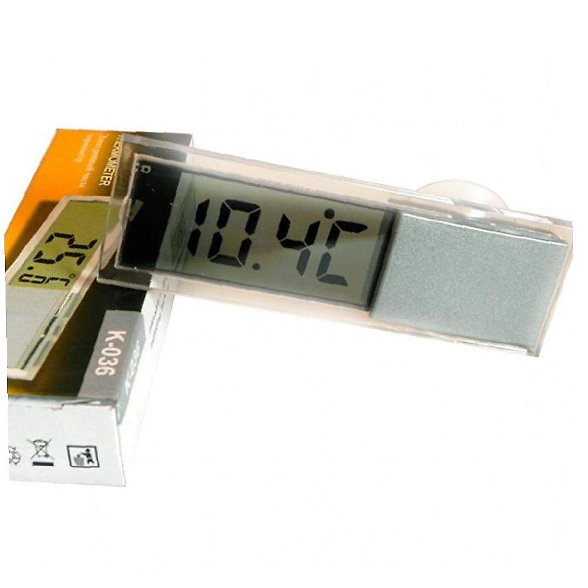 Aisoway Vehicle-Mounted Digital Window Thermometer LCD Celsius Fahrenheit Car Clock