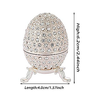 QIFU Mini Faberge Egg Style Mini Sliver Jewelry Trinket Box Hinged Unique Gift for Family