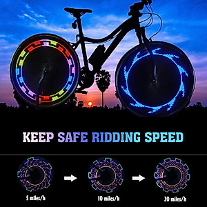 Bike Wheel Lights, Bike Spoke Lights Bicycle Wheel Lights Bike Lights for Wheels Double-Sided 14pcs LED Colorful 30 Changes Patterns Bike tire Lights Bike tire Accessories (Black 14LEDs-2pieces)