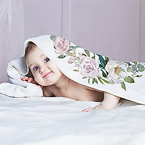 fundich Baby Milestone Blanket Girl|Newborn Monthly Milestone Blanket|Rose Nursery Decor|Baby Girl Photo Background Prop Picture Blanket 45"x40" with Wreath and Headband