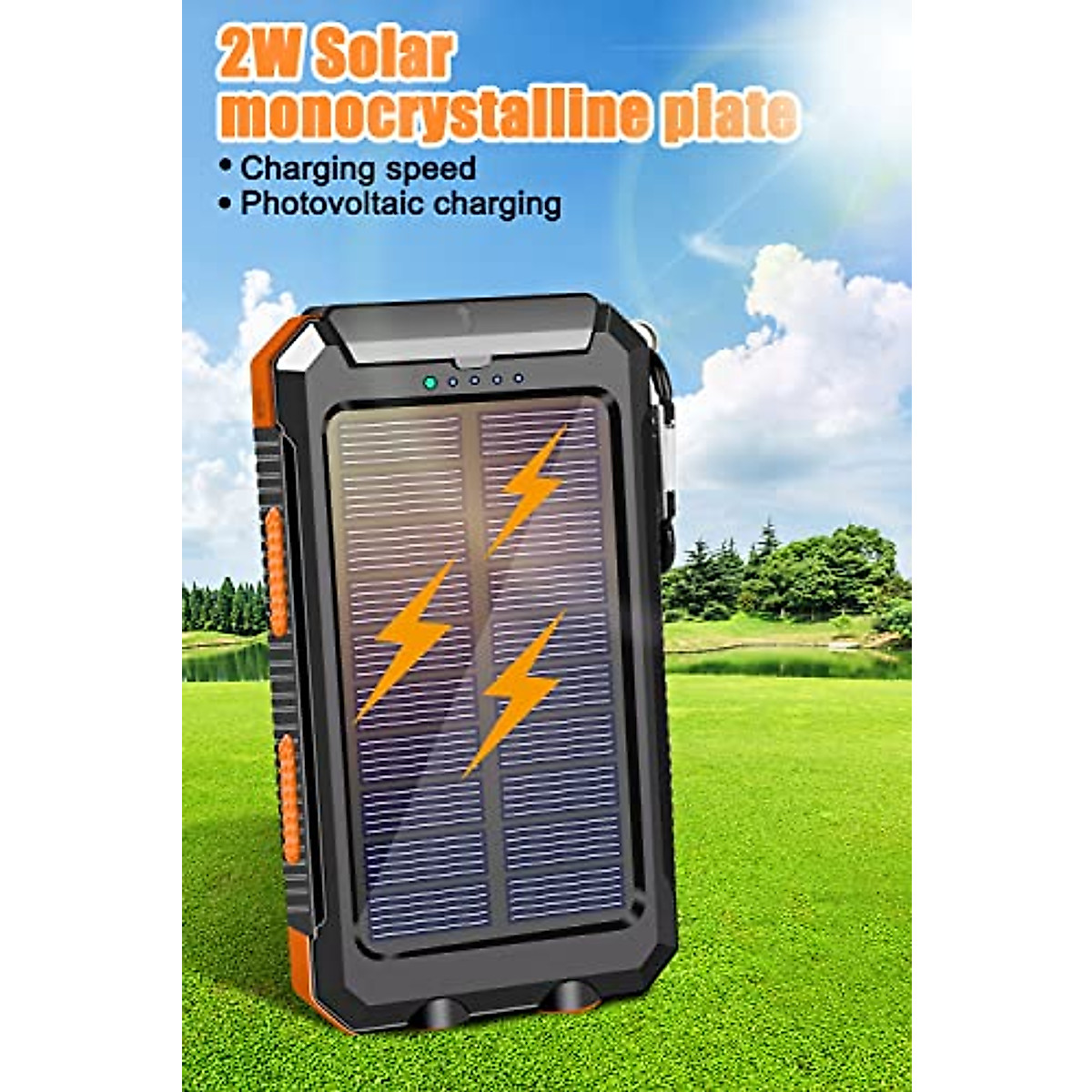 Suscell Solar Charger,20000mAh Solar Power Bank,Waterproof Portable Charger with Dual 5V USB Port/LED Flashlight Compatible with All Smartphone External Battery Pack Perfect for Outdoor/Camping/Trip
