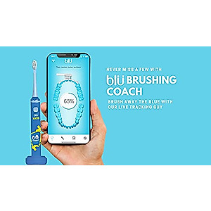 Blu Smart Bluetooth Enabled Kids Toothbrush with Live Tracking App to Teach Children Healthy Brushing Habits, Share Results with Your Dentist (Blue). Wireless Rechargeable Electric.