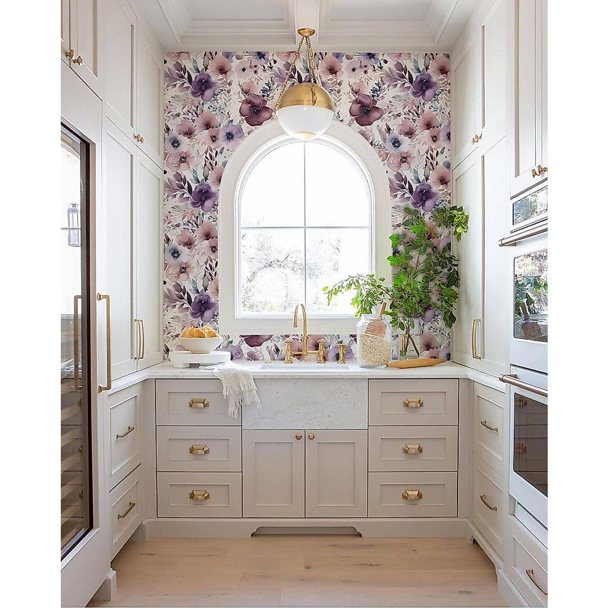 HAOKHOME 93349 Floral Peel and Stick Wallpaper Removable Wall Paper Mauve/Purple/White Vinyl Stick on Wall Contact Paper 17.7in x 9.8ft