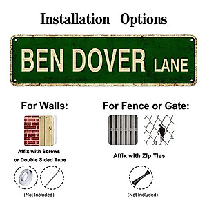 Ben Dover Lane Slim Tin Sign Retro Street Sign for Room Decor Man Cave Best Gift 4x16 Inch