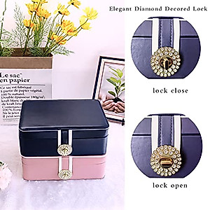 Jewelry Box Organizer, Two Layer Large Jewelry Storage Case, Pu Leather Jewelry Box for Women and Girls to Store Rings, Earrings, Necklaces, Bracelets and Watches