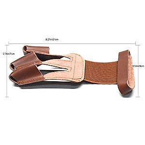 Windfulogo Leather Archery Hand Glove Finger Tab Hand Guard Protector Long Bow for Right Hand 3 Fingers Brown