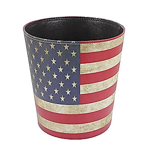TOPBATHY Bedroom Garbage Bin Leather Trash Can Garbage Container: European Style Vintage Waste Paper Basket Garbage Bin for Kitchen Bathroom Home Office Toillet Paper Bin