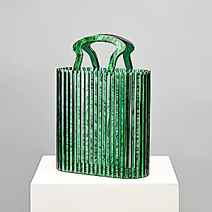 sorozien Women Acrylic Handbag Clutch Beach Bag Handmade Tote Ark Bag Top Handle Bags Fashion Party Clutch Purse (Pearlescent Green)