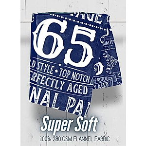 InnoBeta 65th Birthday Gifts Throws, Happy 65th Birthday Themed Bed Flannel Plush Blankets, Thank You Presents for Dad, Grandpa, Godfather, Friends, Uncle(50x 65Inches)