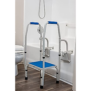 step2tub Shower Steps for Seniors - Provides Tub Assistance for Elderly - Adjustable, Non-Slip, One-Step Stool with Handicap Grab Bars - Stainless Steel Step Stool for Safe Tub & Shower Access