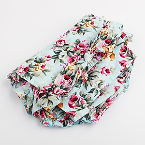 Baby Girls 2pcs Sets Cotton Ruffles Romper Outfits Clothes Blue Roses Flower 6 Months