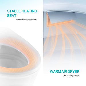 R&T Smart Toilet With Bidet Built In, One-piece Intelligent Toilet for Bathroom with Auto Flushing, Foot Sensor, Elongated Heated Bidet Seat, Remote Control Warm Water, Warm Air Drying Toilet