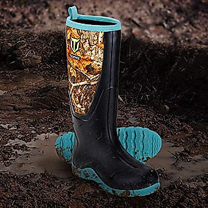 TIDEWE Rubber Boots for Women Multi-Season, Waterproof Rain Boots with Steel Shank, 6mm Neoprene Durable Rubber Outdoor Hunting Boots Size 7 (Green)