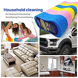 Car Wash Sponge, Large Sponge for Kitchen and Household General Cleaning, 2.75in Thick Giant Bone Sponge, Individually Packaged Compressed Sponges 6PCS