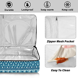 NFMILI Casserole Carrier for Hot and Cold Tribal Whale Turtle Print, Insulated Food Delivery Bag Reusable Warmer Carrier Bag with Inner Pocket Aesthetic Print 15.75×11.81×3.94 inch