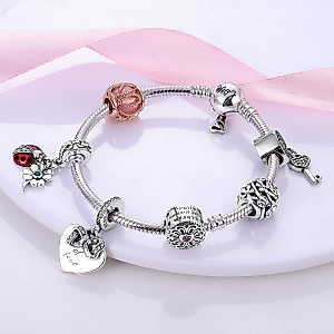 Parmuz Charm Bracelet For Woman 925 Sterling Silver Basic heart clasp Iconic Moments Snake Chain Bracelet Gift for Men Mother