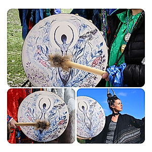 RXMORI 2Pack Shaman Drum,Shaman Drum Mother Of Life Siberian Drum Spiritual Music,Handmade Shaman Drum With Drum Stick,Sound Healer Shaman Drum