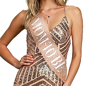 MAGICSHOP4U Mom to be sash - Mom To Be Rose Satin Sash - Baby Shower Decorations, Gender Reveal, Welcome Baby, Baby Sprinkle, Baby Shower Sash, Mummy to be - Light Pink Baby Shower