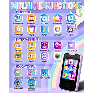 Kids Smart Phone Gifts for Girls 6-8 Year Old,Touchscreen Toy Cell Phone with Multi APPs 8G TF Card for Learning Play Christmas Birthday Gifts for Girls Age 3 4 5 6 7 8 9