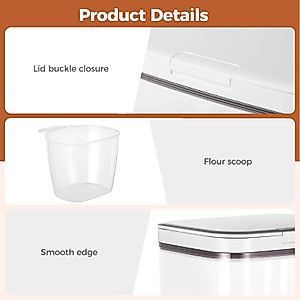 Tideme Rice Containers, Large Flour Storage Container, 5.5 L Rice Storage Container Box with Automatic Flip-Up Lid, 8.1×6.5×9.6 Inch