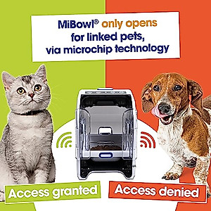 MiBowl Automatic Microchip Pet Feeder with Included ID Disc - for Cats and Small Dogs - BPA and BHT Free Bowl and Enclosed Back - Great for Specialized or Prescribed Diets