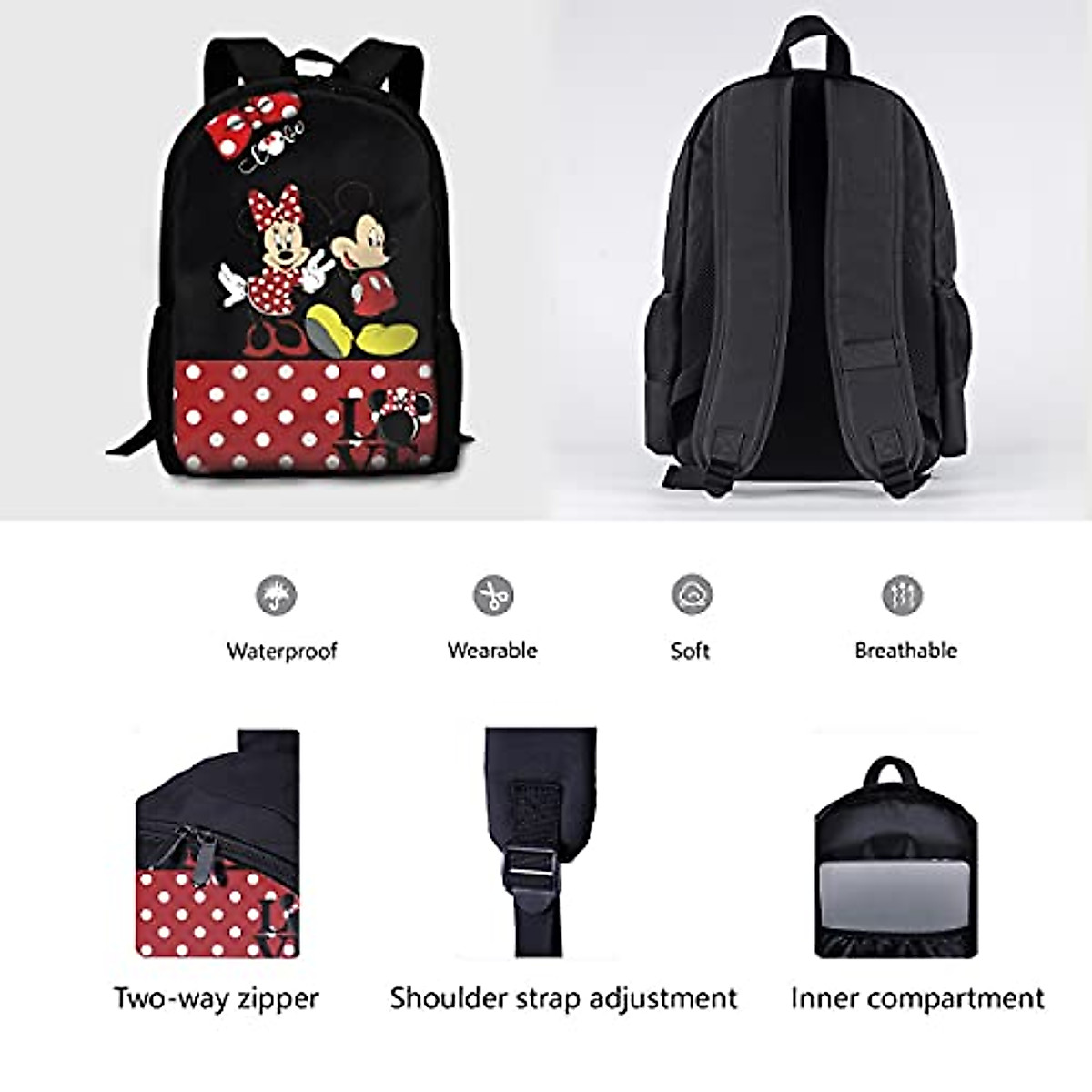 Red Backpack 17 Inch Large Laptop Backpack Cute Bookbag for Men Women…